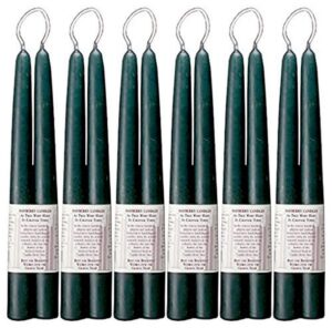 biedermann & sons traditional hand-dipped 10-inch long tapered candles 6 pairs, bayberry green