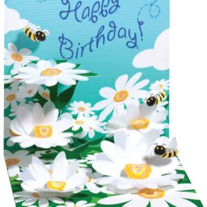 3D Greeting Card - BEES & FLOWERS - Birthday