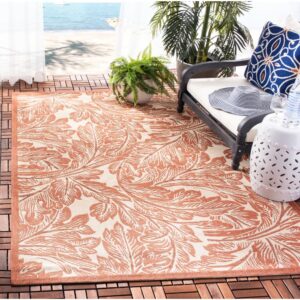 safavieh courtyard collection accent rug - 4' x 5'7", natural & terra, non-shedding & easy care, indoor/outdoor & washable-ideal for patio, backyard, mudroom (cy2996-3201)