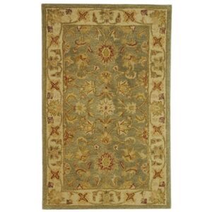 safavieh antiquity collection 2' x 3' green / gold at313a handmade traditional oriental premium wool accent rug