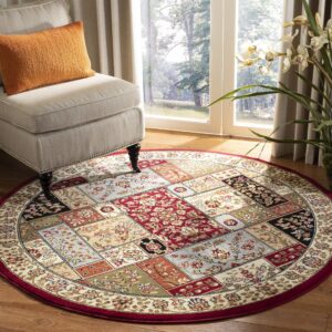 safavieh lyndhurst collection area rug - 8' round, multi & ivory, traditional oriental design, non-shedding & easy care, ideal for high traffic areas in living room, bedroom (lnh318a)