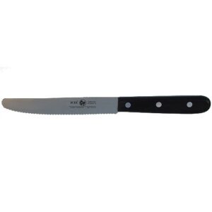 icel steak knife, 5" wavy-edge blade, wooden handle