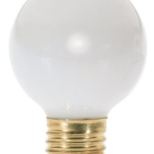 Satco S3841 120V Medium Base 25-Watt G16.5 Light Bulb, Gloss White