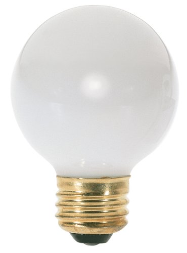 Satco S3841 120V Medium Base 25-Watt G16.5 Light Bulb, Gloss White