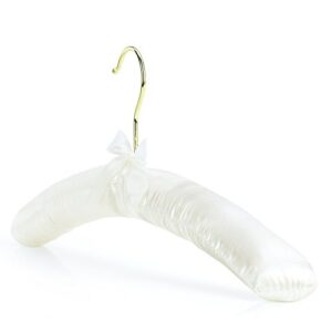 hangerworld 4 ivory 17inch classic satin padded hangers for wedding dress non-slip with gilt hook