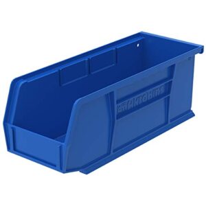 akro-mils 30224 akrobins plastic storage bins, space-saving stackable bins, garage organization bins, pantry organization, craft storage, 11-inch x 4-inch x 4-inch, blue, 12-pack