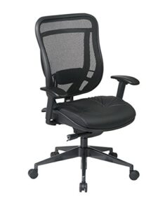 space seating breathable mesh high back and padded black leather seat, ultra 2-to-1 synchro tilt control, seat slider and gunmetal finish executive chair