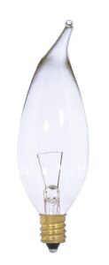 satco s3868 12v candelabra base 25-watt ca10 light bulb, clear