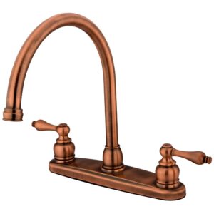 kingston brass kb726alls vintage 8" centerset kitchen faucet, 8-3/4 inch in spout reach, antique copper