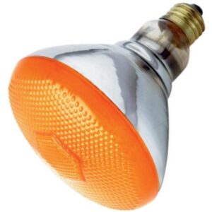 satco s4425 100 watt br38 incandescent 120 volt medium base light bulb, amber