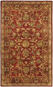 safavieh antiquity collection 2'3" x 4' red / red at52e handmade traditional oriental premium wool accent rug