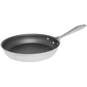 vollrath 47757 18-inch 18-8 stainless steel saute fry pan with ceramiguard ii nonstick coating