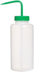 sp bel-art wide-mouth 1000ml (32oz) polyethylene wash bottles; green polypropylene cap, 53mm closure (f11628-1000), transculent (pack of 4)