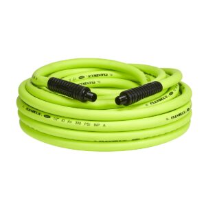 flexzilla air hose, 1/2 in. x 50 ft., 3/8 in. mnpt fittings heavy duty, lightweight, hybrid, zillagreen - hfz1250yw3