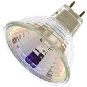 satco s4627 35 watt mr16 halogen g8 base 120 volt clear fl 38 beam pattern light bulb, with lens