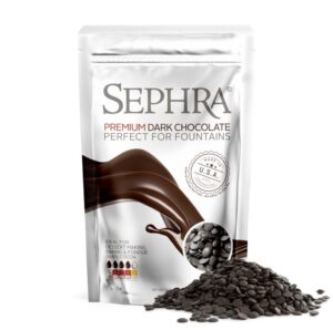 sephra premium dark couverture chocolate 2lb bag. premium quality fountain ready chocolate made in the usa, 56.6% cocoa, ok kosher, halal, gluten free, trans fat free & vegetarian friendly.