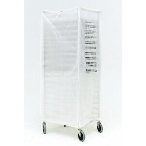 white pan rack cover w/ zipper, 23 x 28 x 62"