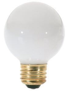 satco s3828 120v medium base 40-watt g18.5 light bulb, gloss white