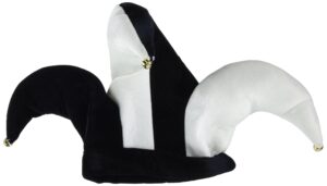 beistle plush black & white jester hat