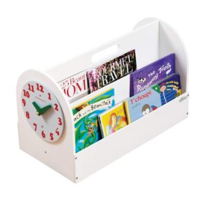 tidy books® children’s book storage box - 13.8”x21.7”x12.2” - clockface book caddy - the original handmade classic book storage solution for kids age 3-10 - white