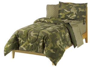 dream factory boys army green desert camo comforter set, multi, full