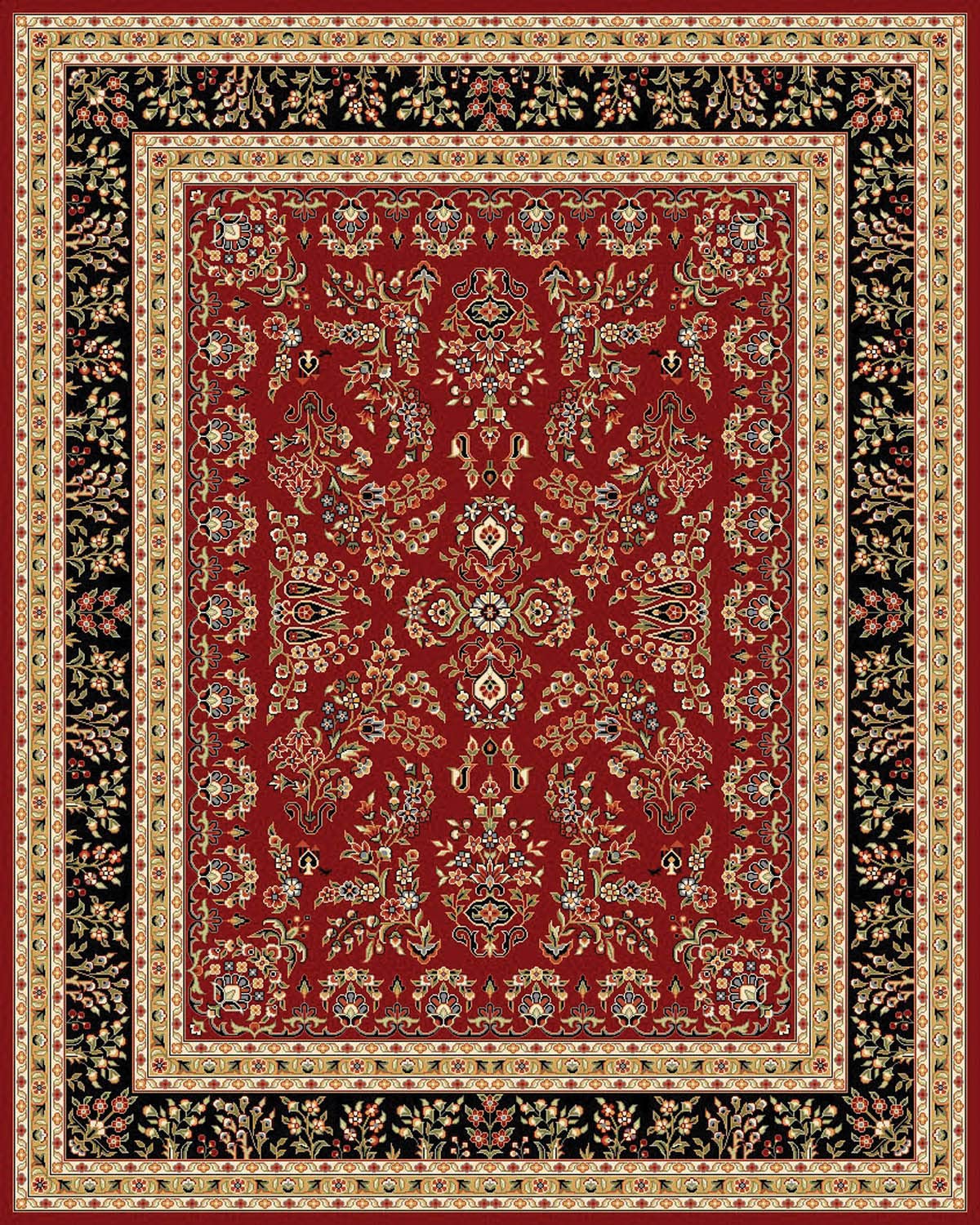 SAFAVIEH Lyndhurst Collection Area Rug - 8' x 11', Red & Black, Traditional Oriental Design, Non-Shedding & Easy Care, Ideal for High Traffic Areas in Living Room, Bedroom (LNH331B)