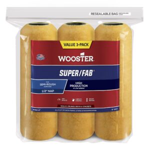 wooster brush r740-9 super/fab roller, 1/2-inch nap, 3-pack, 9-inch