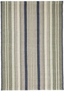 dash and albert swedish stripe cotton area rug - 2' x 3' blue - striped handwoven accent rug - durable, lightweight, high traffic areas - hallways, bedrooms, stairs