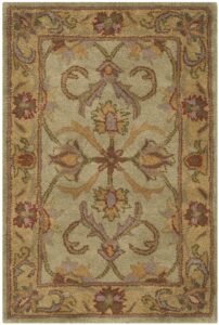 safavieh heritage collection accent rug - 2' x 3', green & gold, handmade traditional oriental wool, ideal for high traffic areas in entryway, living room, bedroom (hg811a)