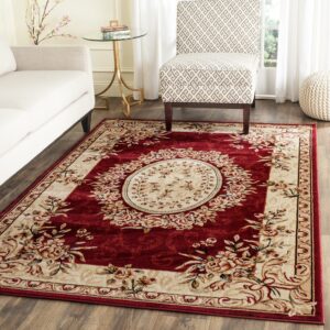 safavieh lyndhurst collection area rug - 5'3" x 7'6", red & ivory, traditional european medallion design, non-shedding & easy care, ideal for high traffic areas in living room, bedroom (lnh328c)