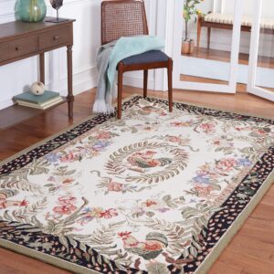 safavieh chelsea collection accent rug - 3'9" x 5'9", creme & black, hand-hooked french country wool, ideal for high traffic areas in entryway, living room, bedroom (hk92a)