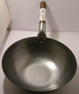 kitchencookshop carbon steel wok flat base 1205f, 12 inches/30 centimeters