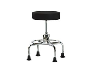 perch retro rolling exam stool with stationary caps, black vinyl