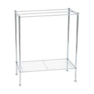 organize it all freestanding 3 bar chrome bathroom towel rack with bottom shelf