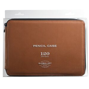 speedball art products genuine leather storage case for pencils, makers, pens and art supplies