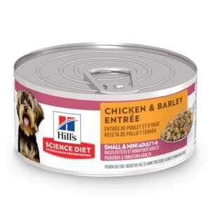 hill's science diet small & mini, senior adult 7+, small & mini breeds senior premium nutrition, wet dog food, chicken & barley loaf, 5.8 oz can, case of 24