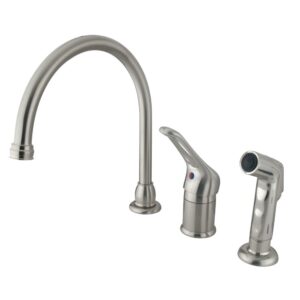 kingston brass kb818 wyndham widespread kitchen faucet, 9", brushed nickel