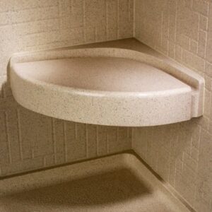 swan cs01616.126 solid surface corner shower seat, 16.3125" l x 16.3125" h x 4" h, cloud bone