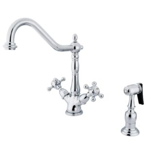 kingston brass ks1231bxbs heritage kitchen faucet, polished chrome