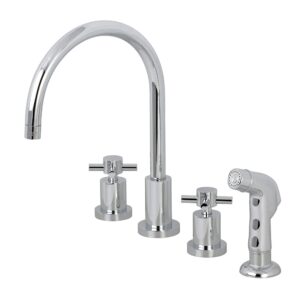 kingston brass ks8721dx concord widespread kitchen faucet, 8" spout reach, polished chrome