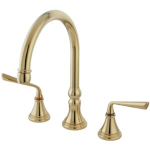 kingston brass ks2792zlls widespread kitchen faucet, polished brass