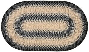 safavieh braided collection 3' x 5' oval black / grey brd311a handmade country cottage reversible area rug