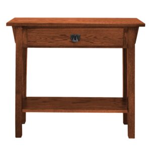 leick home 9057-rs mission console entryway, sofa table, made with solid wood, for living room, hallway, office, bedroom, russet finish, 10 in x 30 in x 28