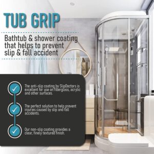 SlipDoctors Tub Grip Anti-Slip Bath & Shower Floor Solution – Fixes Slippery Fiberglass & Acrylic Bathtub or Showers – Clear Non-Slip Textured Coating