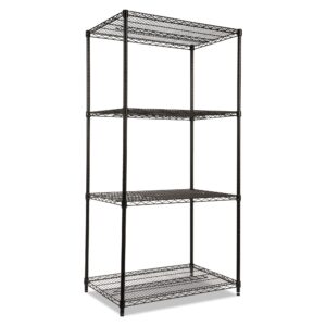 alera nsf certified industrial four-shelf wire shelving kit, 36w x 24d x 72h, black