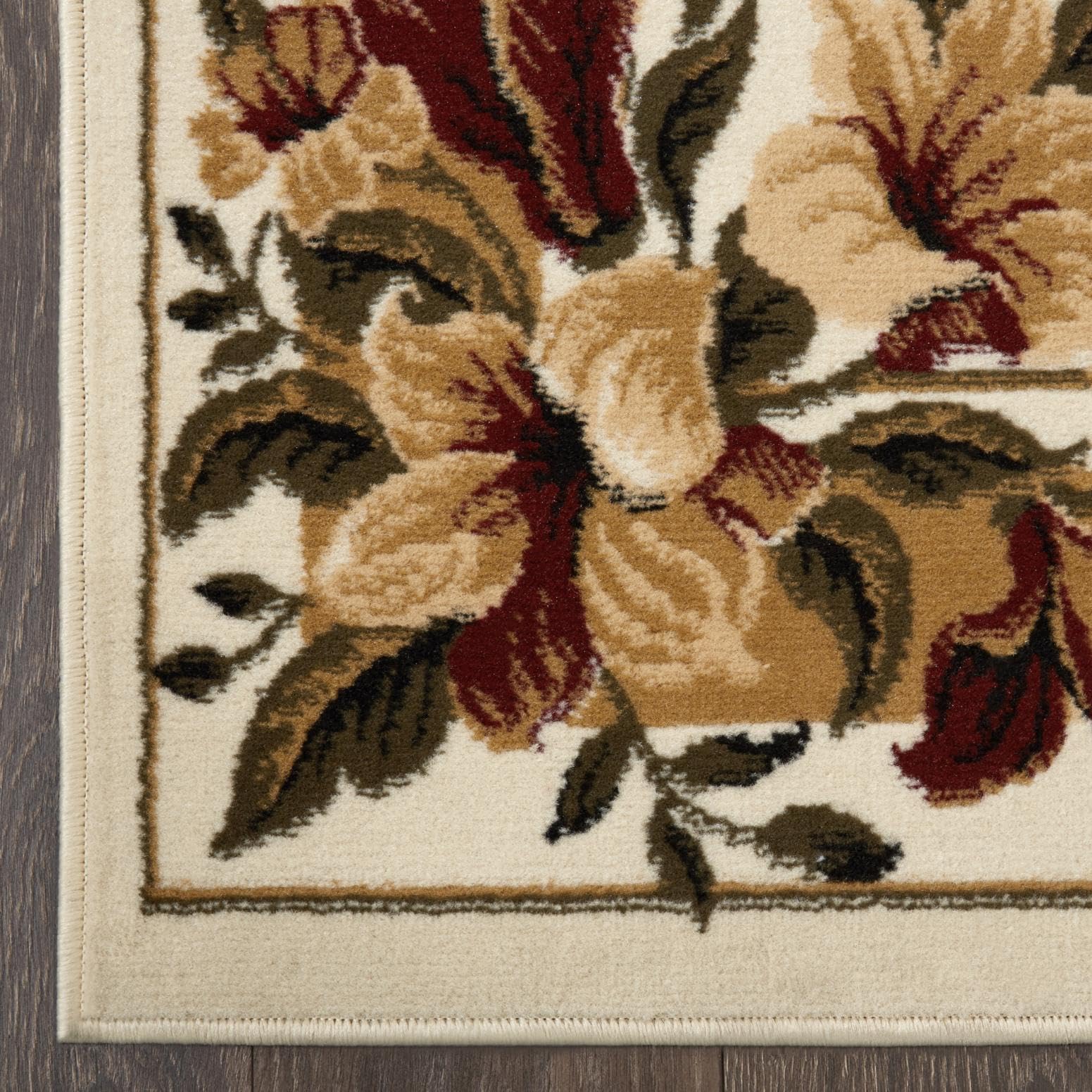 Home Dynamix Optimum Caspian Area Rug, 3'7" x5'2, Traditional Medallion Floral, Ivory/Burgundy/Yellow