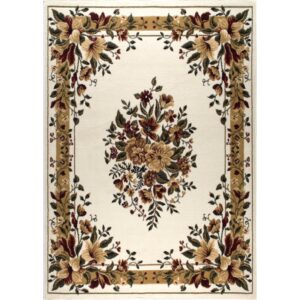 home dynamix optimum caspian area rug, 3'7" x5'2, traditional medallion floral, ivory/burgundy/yellow