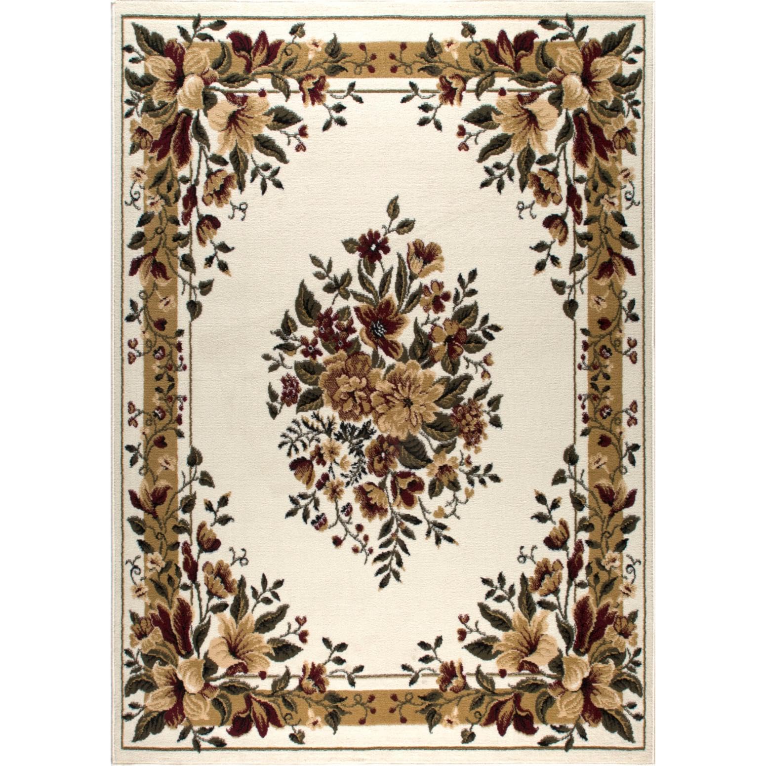 Home Dynamix Optimum Caspian Area Rug, 3'7" x5'2, Traditional Medallion Floral, Ivory/Burgundy/Yellow