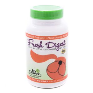 in clover fresh digest daily digestive aid and immune support supplement for dogs, all natural prebiotic and enzyme powder for less gas and healthy stools, works fast 100 gram (3.5 oz.)