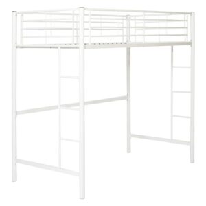 walker edison timothee urban industrial metal twin over loft bunk bed, twin size, white